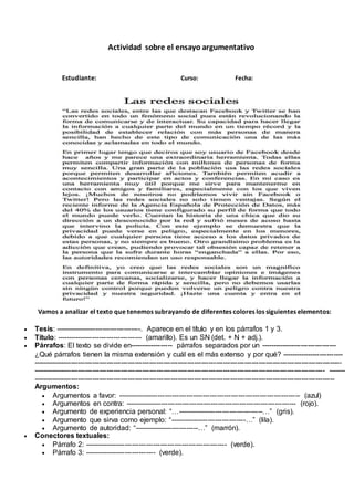 El ensayo argumentativo | DOCX