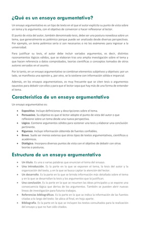 El ensayo argumentativo articulo 12mo. grado | PDF