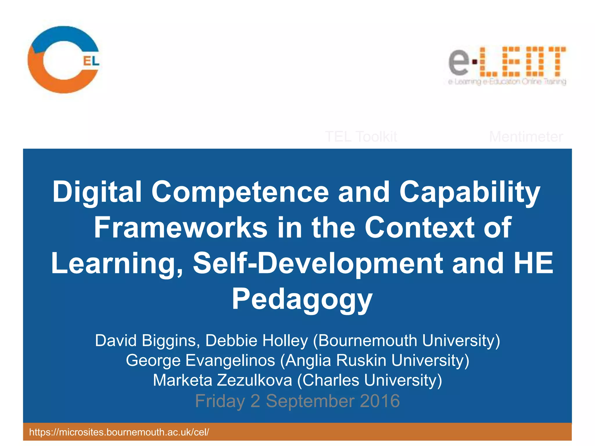 Digital Competence and Capability Frameworks in the Context of Learning ...