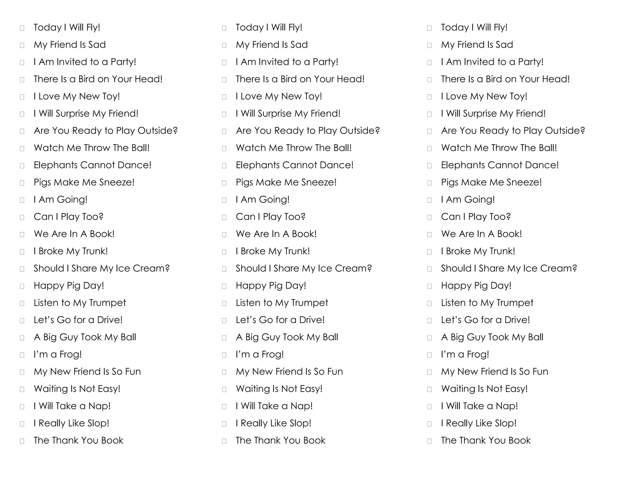 Elephant & Piggie List of All Books | PDF