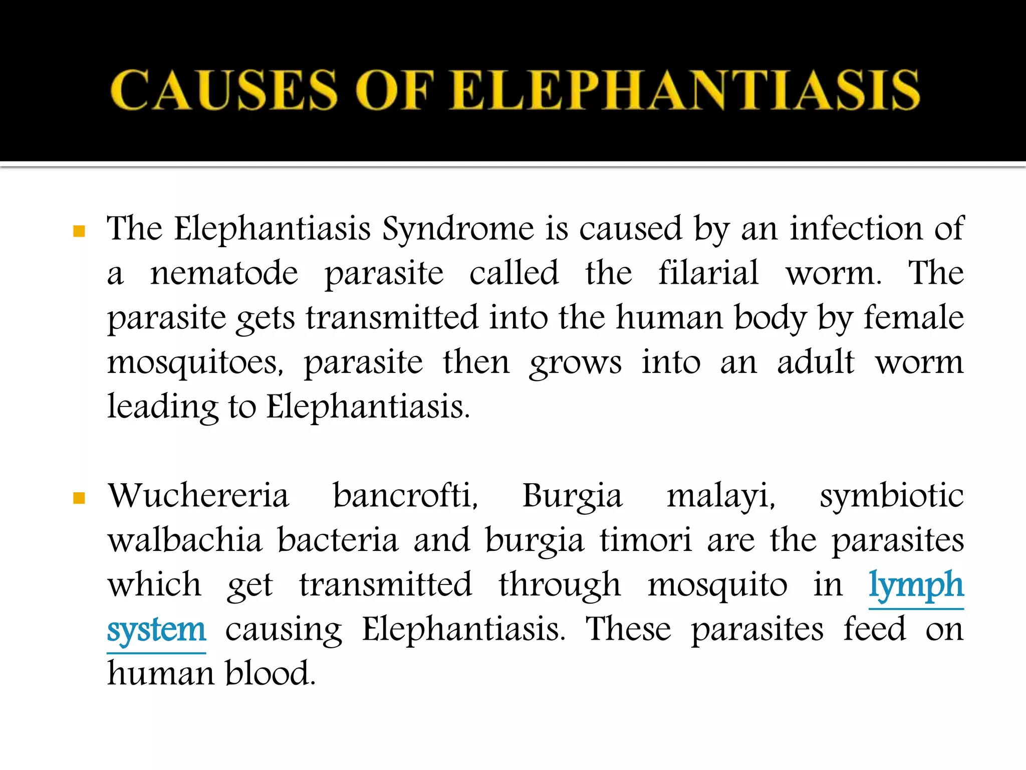 Elephantiasis : causes, symptoms, diagnosis and treatment | PPTX