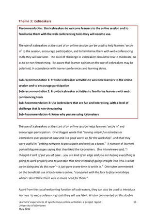 Learners' experiences of synchronous online activities | PDF