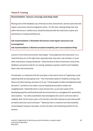 Learners' experiences of synchronous online activities | PDF