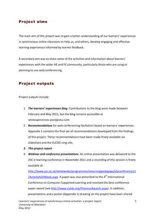 Learners' experiences of synchronous online activities | PDF