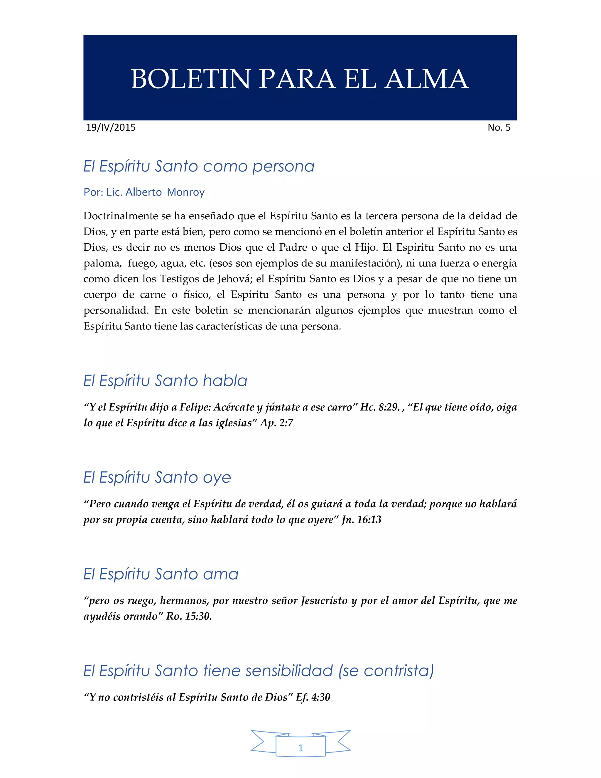 El espíritu santo como persona | PDF