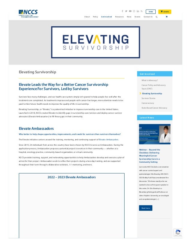 Elevate Leads the Way for a Better Cancer Survivorship Experience For Survivors, Led by ...