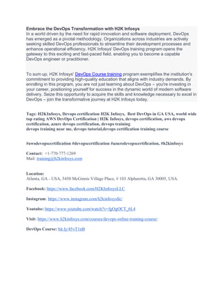 Elevate Your Career with DevOps Training at H2K Infosys.pdf