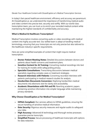 Elevate Your Healthcare Content with ClosedCaption.pdf | Healthcare ...