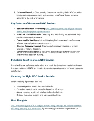 Elevate Your IT Infrastructure to Unlock the Power of Outsourced NOC ...