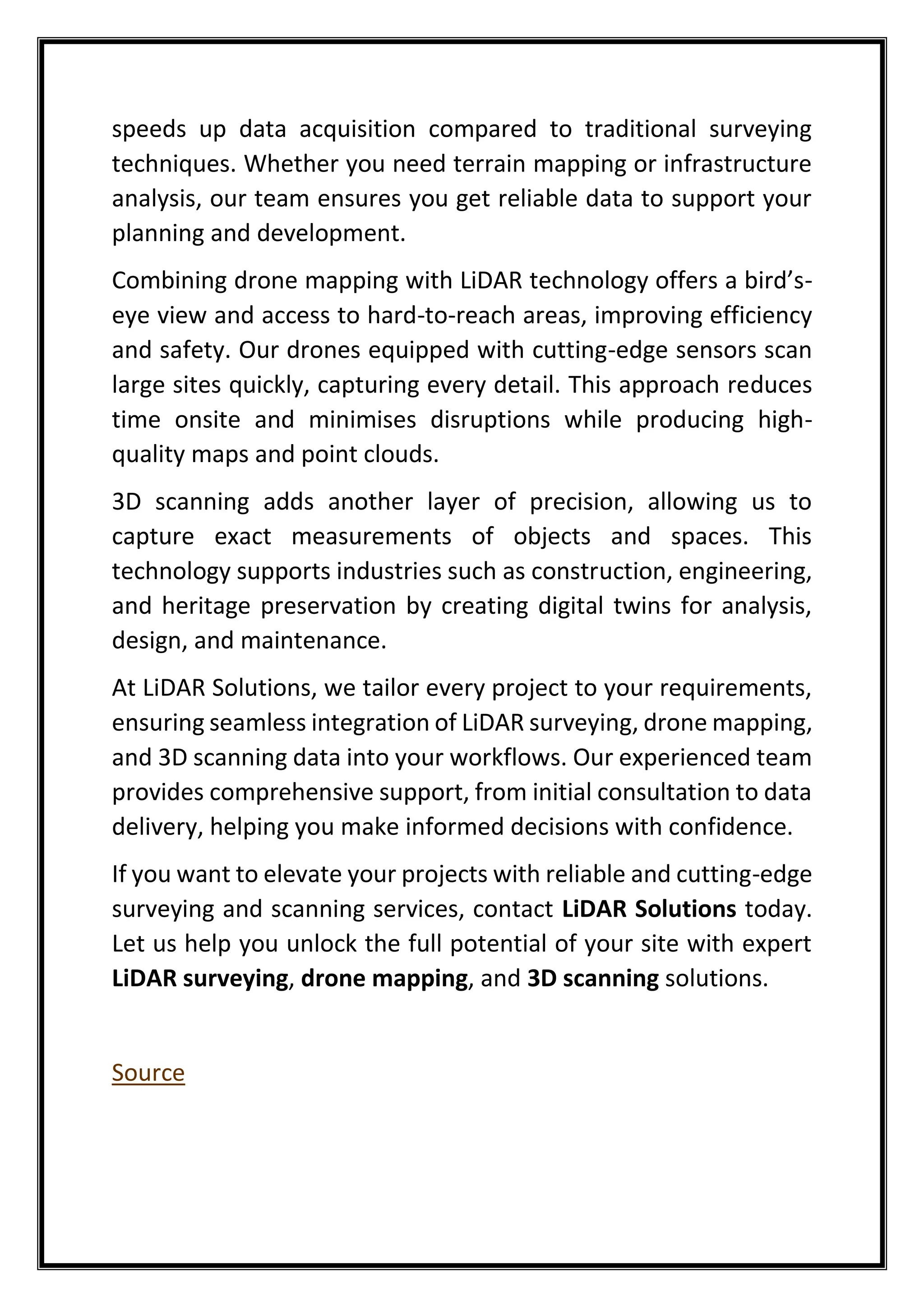 Elevate Your Projects with Expert LiDAR Surveying, Drone Mapping & 3D Scanning by LiDAR ...