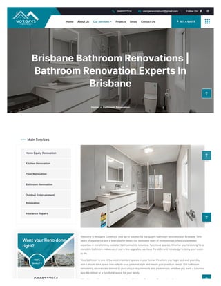 Elevate Your Space: Expert Bathroom Renovations in Brisbane by Morgan's Construct | PDF