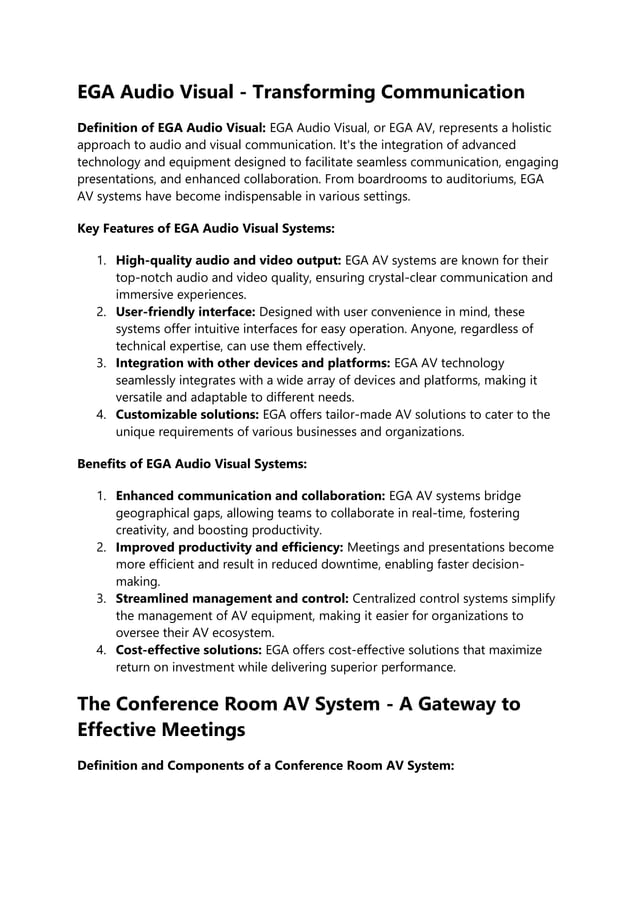 Elevating Communication and Collaboration - The EGA Audio Visual ...