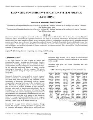 Elevating forensic investigation system for file clustering | PDF | Databases | Computer ...