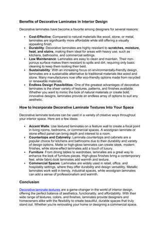 Elevating Interior Design: Exploring the Beauty of Decorative Laminate ...