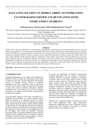 Elevating security in mobile adhoc network using | PDF
