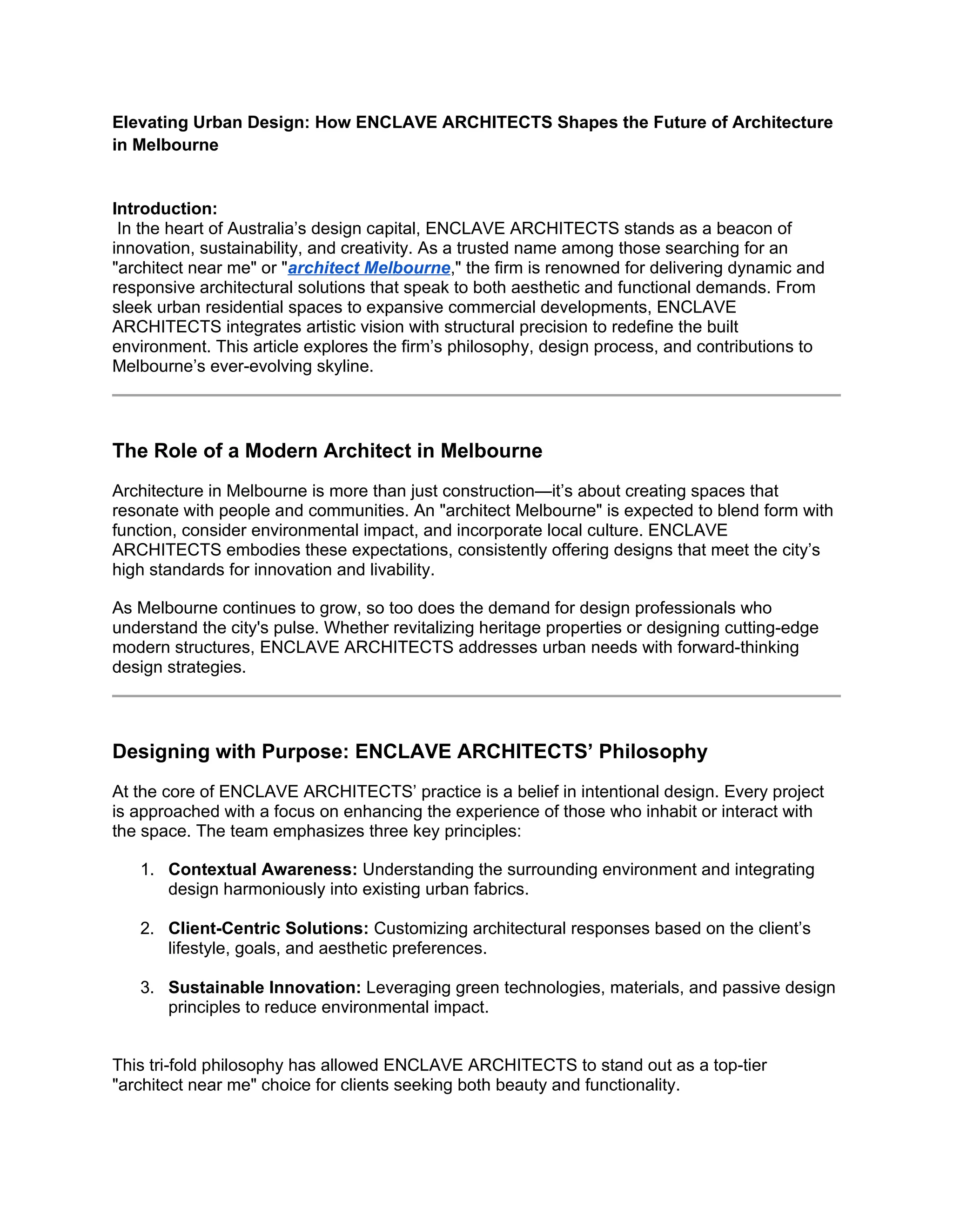 Elevating Urban Design: How ENCLAVE ARCHITECTS Shapes the Future of ...