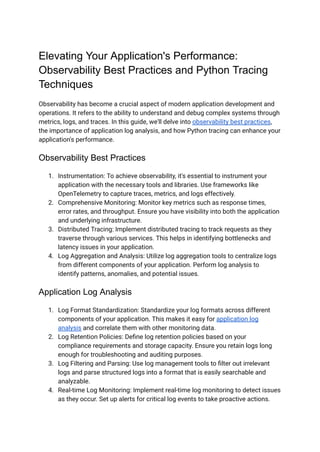 Elevating Your Application's Performance_ Observability Best Practices and Python Tracing ...