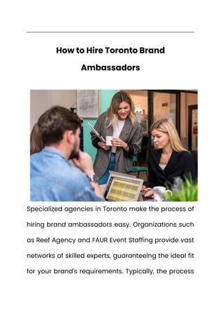 Elevating Your Brand in Toronto with Expert Brand Ambassadors | DOCX