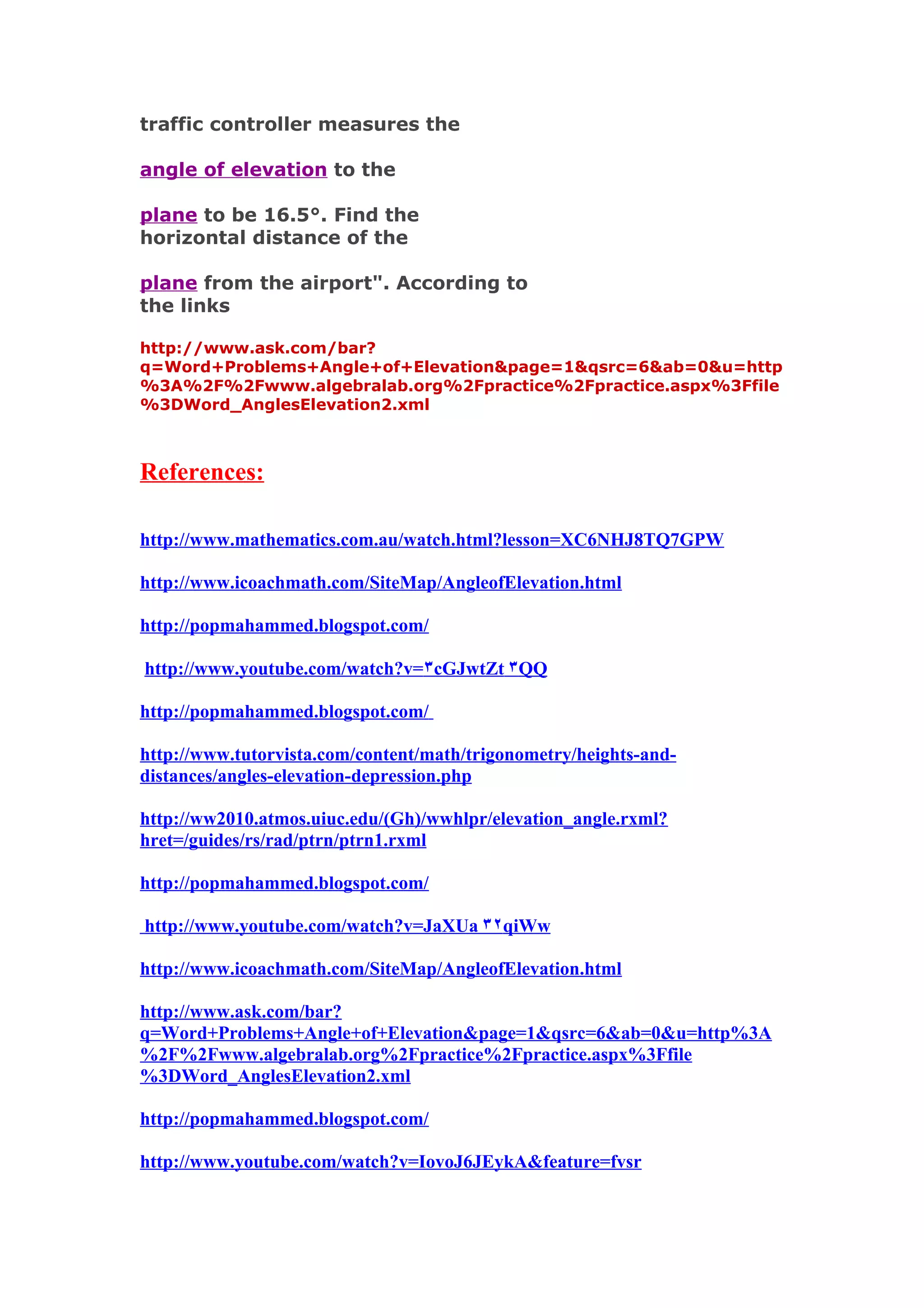 Elevation Angle | DOC | Educational Assessment | Education