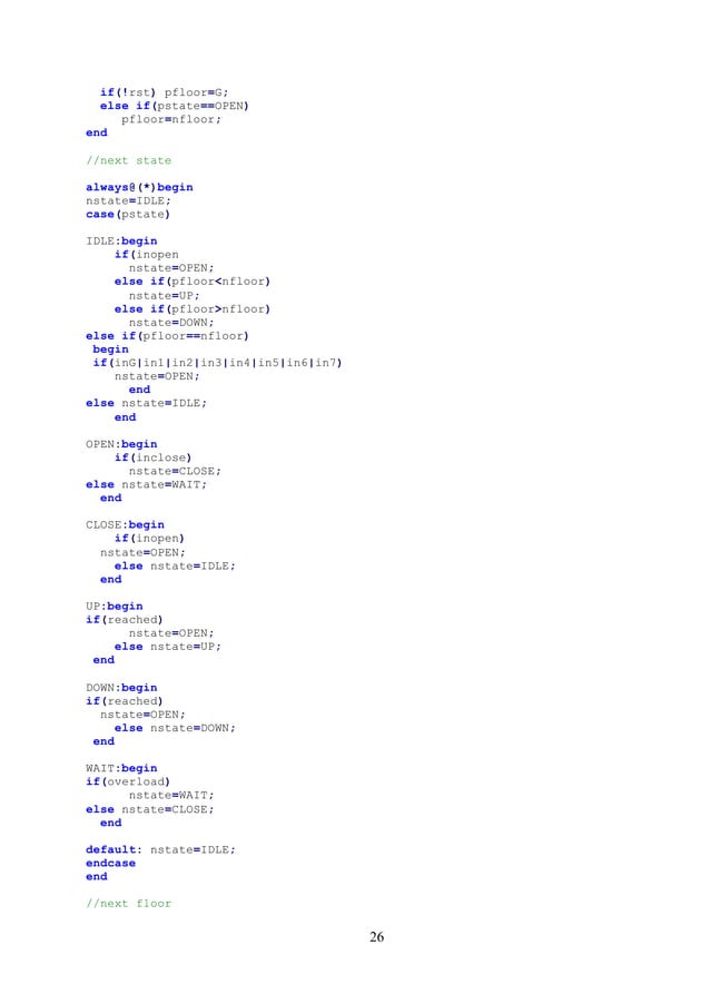 Design of Elevator Controller using Verilog HDL | DOCX | Programming Languages | Computing