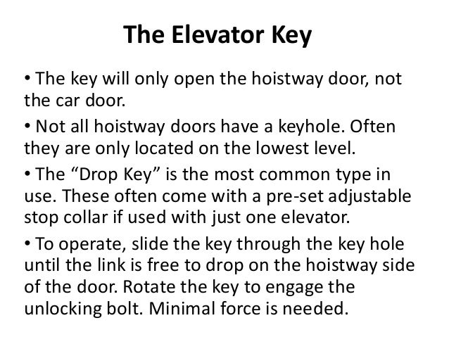 Elevator key use