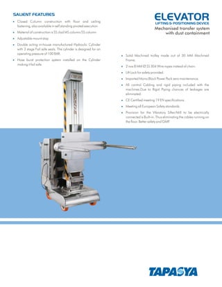 Elevator ( lifting & positioning device ) | PDF