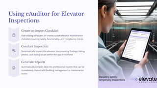 Elevator Maintenance Checklist with eAuditor Audits & Inspections | PDF