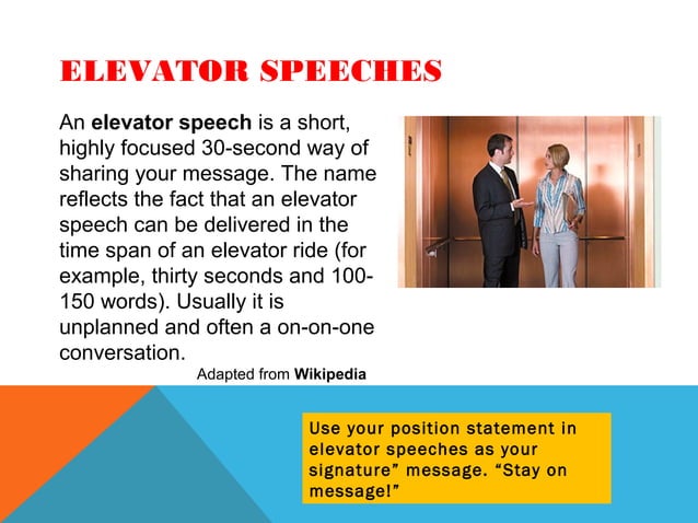 Elevator speech | PPT