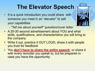 Perfect your Pitch: Using an Elevator Speech to Impress | PPTX | Resume ...