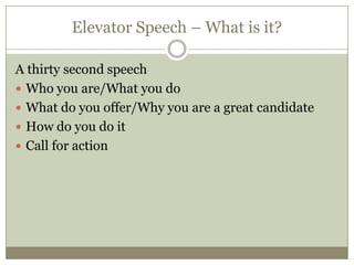 Elevator speeches | PPT
