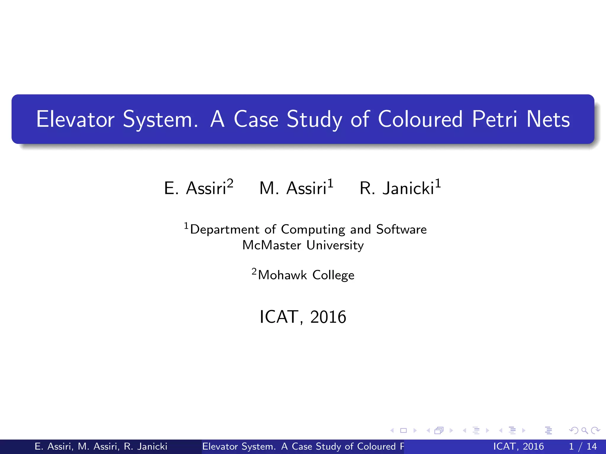 Elevator system. a case study of coloured petri nets | PPT