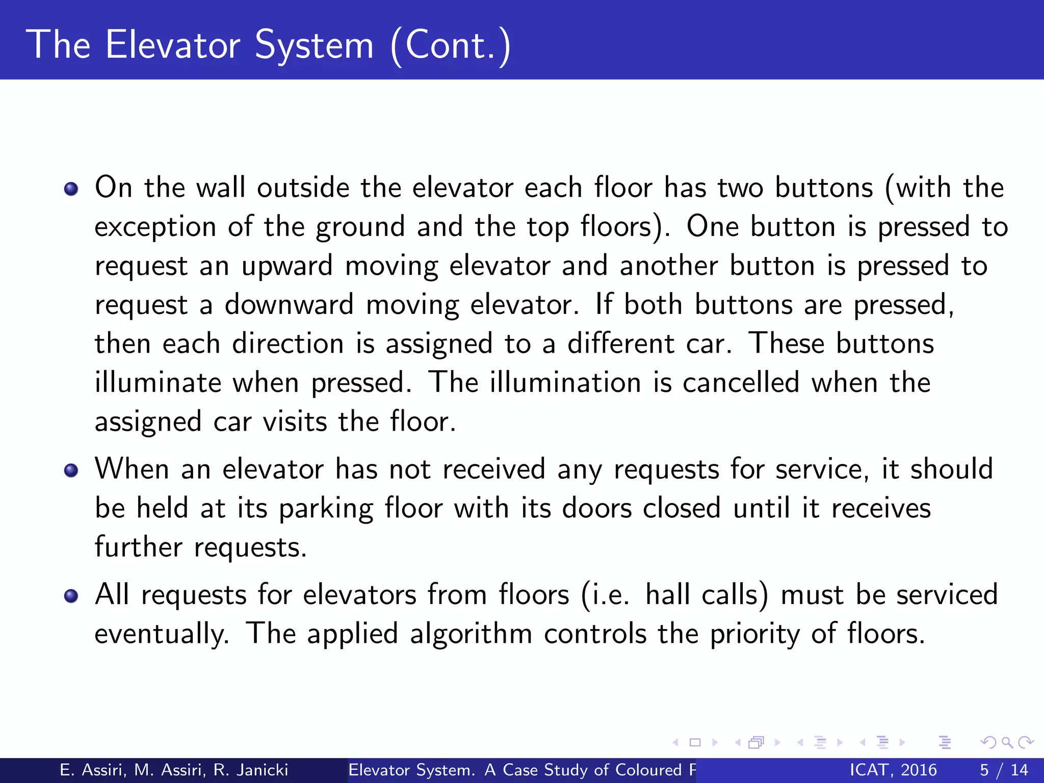 Elevator system. a case study of coloured petri nets | PPT