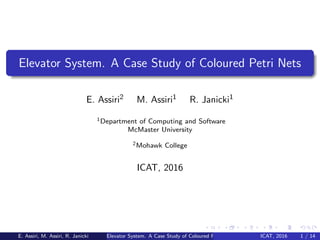 Elevator system. a case study of coloured petri nets | PDF