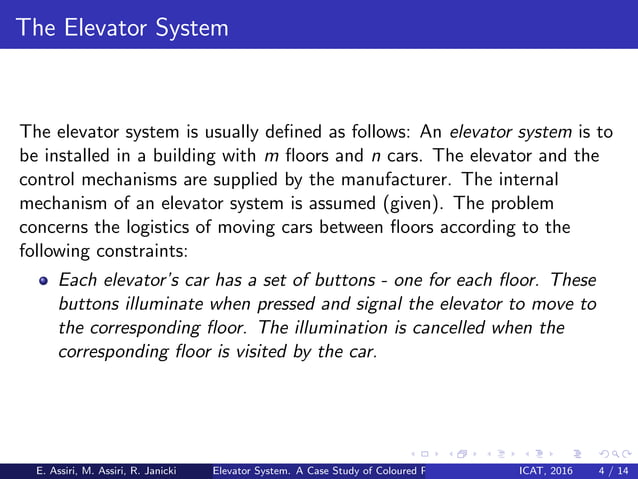 Elevator system. a case study of coloured petri nets | PDF
