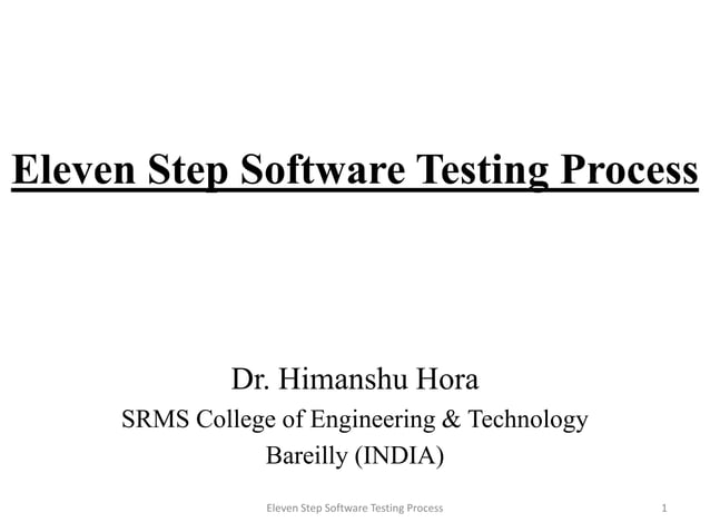 Eleven step of software testing process | PPTX