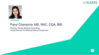 Elexes medical consulting webinar- 510(k) Submissions | PPT