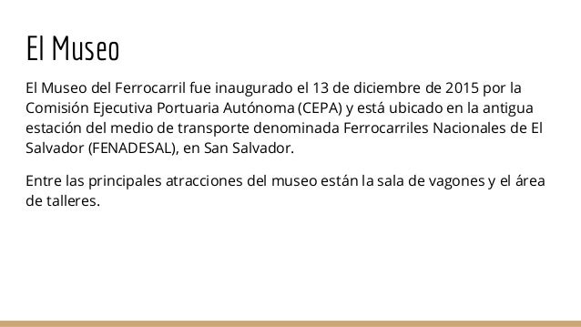Ferrocarriles Nacionales De El Salvador - creditoabox
