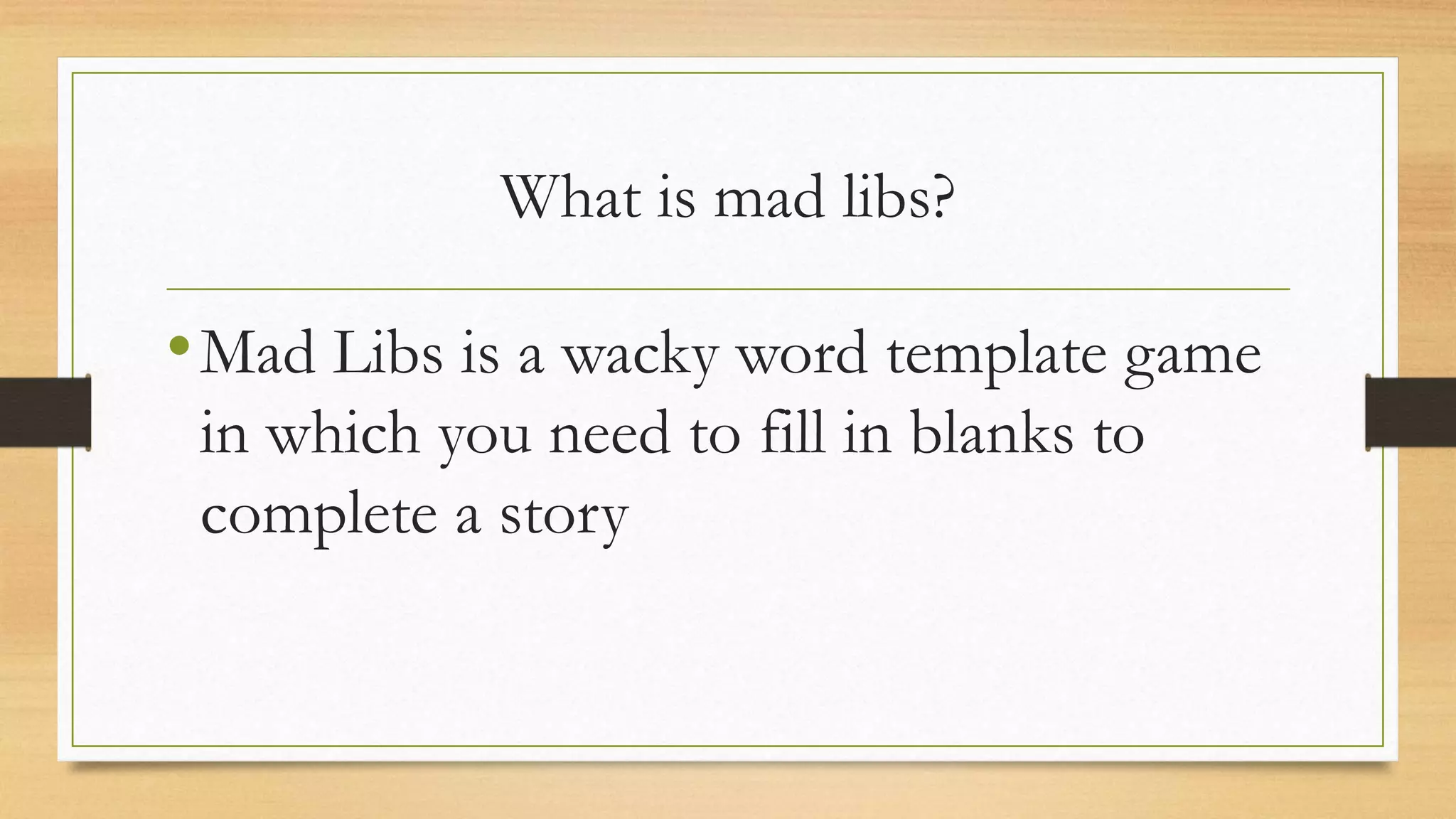 El fest 2016 mad libs | PPTX