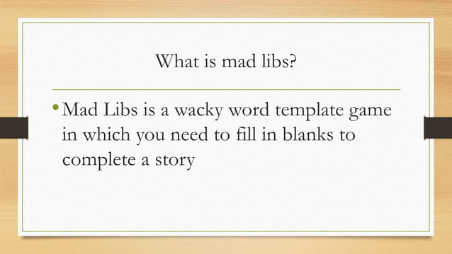 El fest 2016 mad libs | PPT