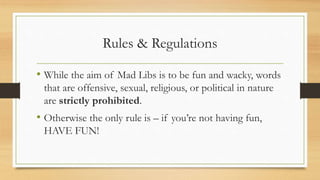 El fest 2016 mad libs | PPT