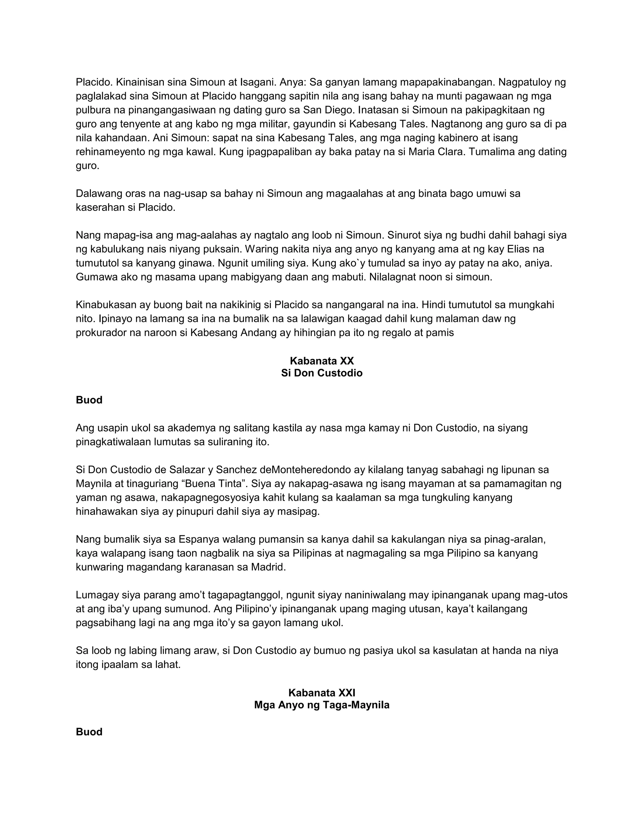 El fili (buod) | DOCX