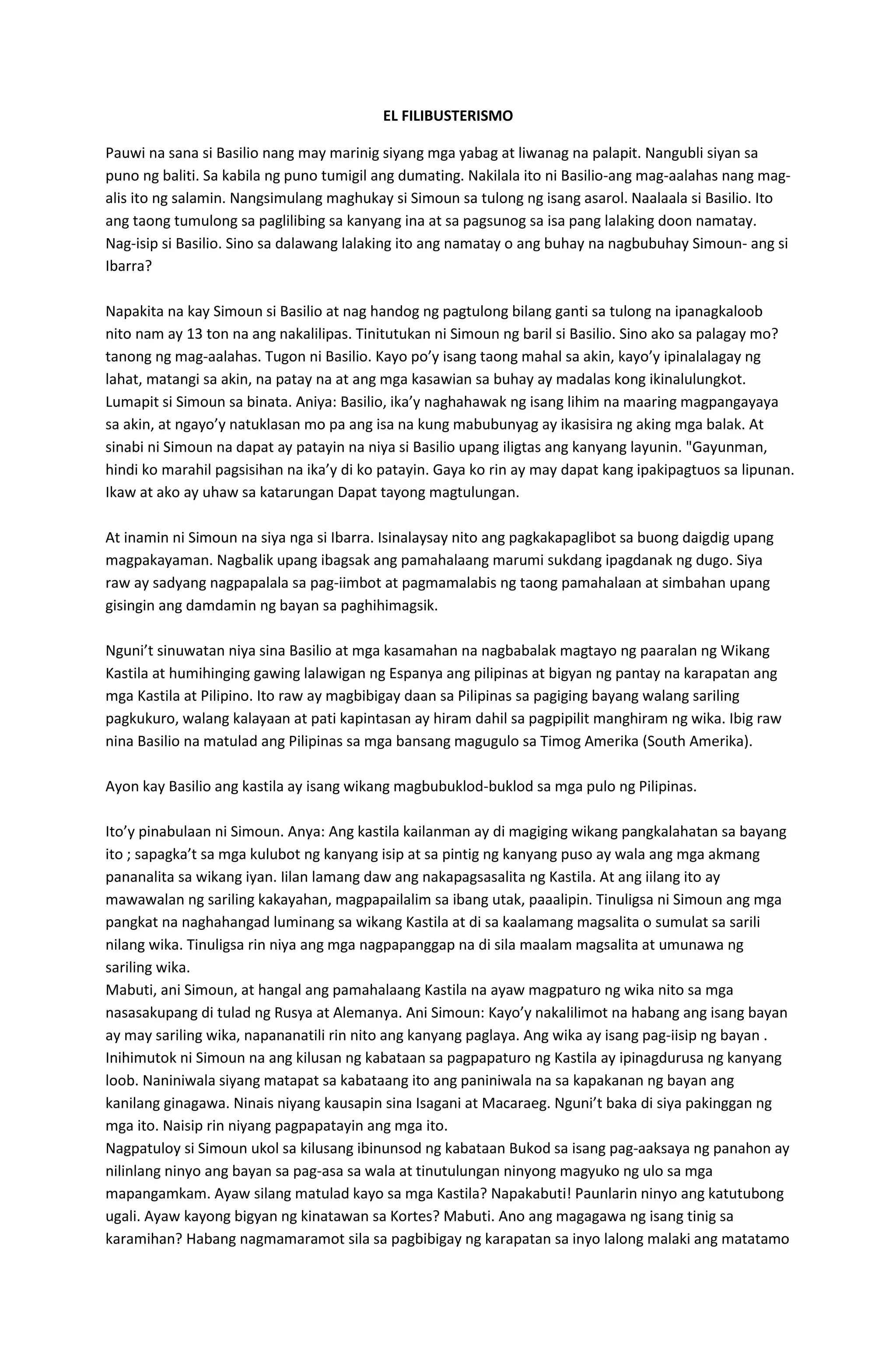 El filibusterismo | DOCX