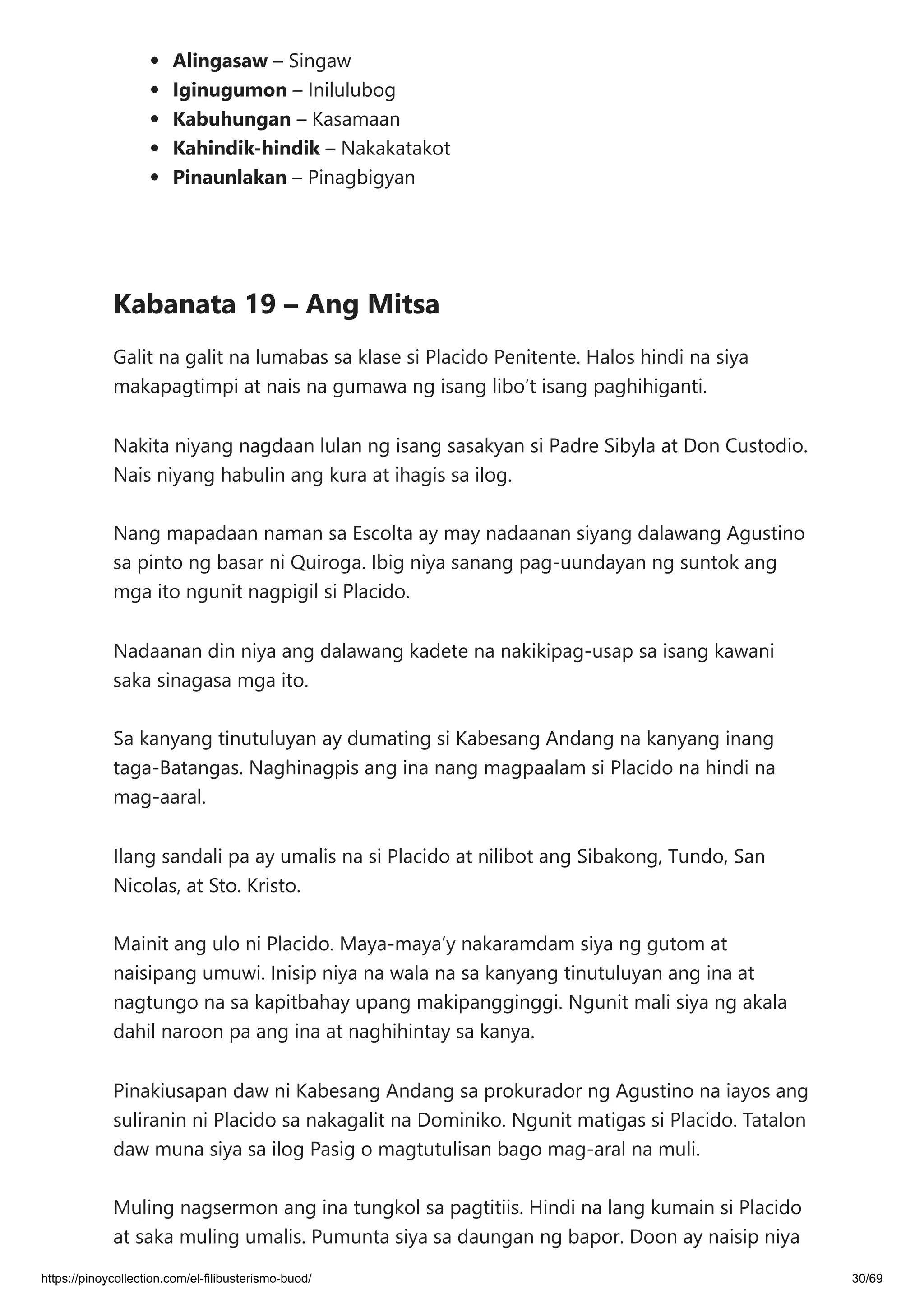 El Filibusterismo Buod Ng Bawat Kabanata 1-39 With Talasalitaan | PDF