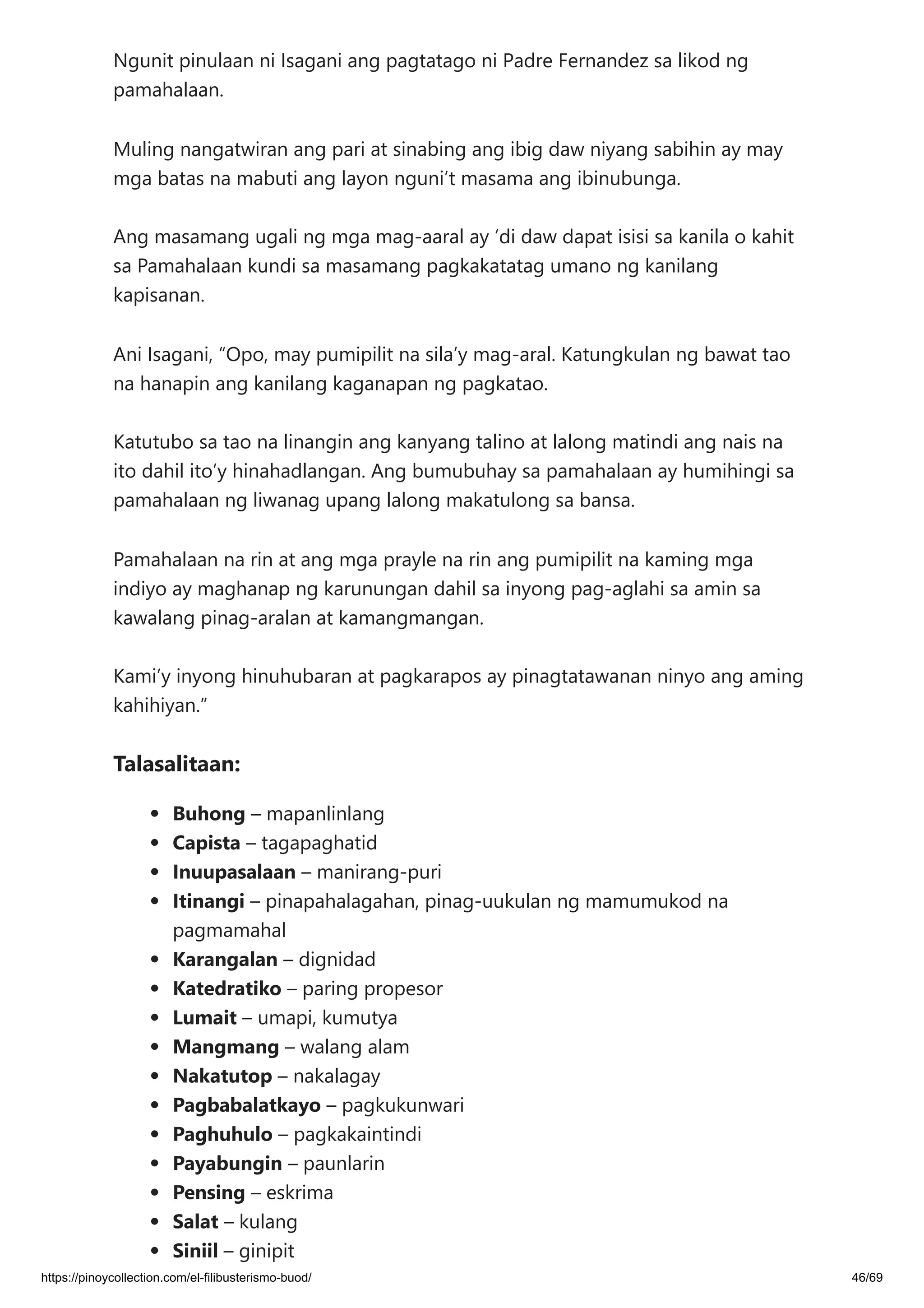 El Filibusterismo Buod Ng Bawat Kabanata 1-39 With Talasalitaan | PDF