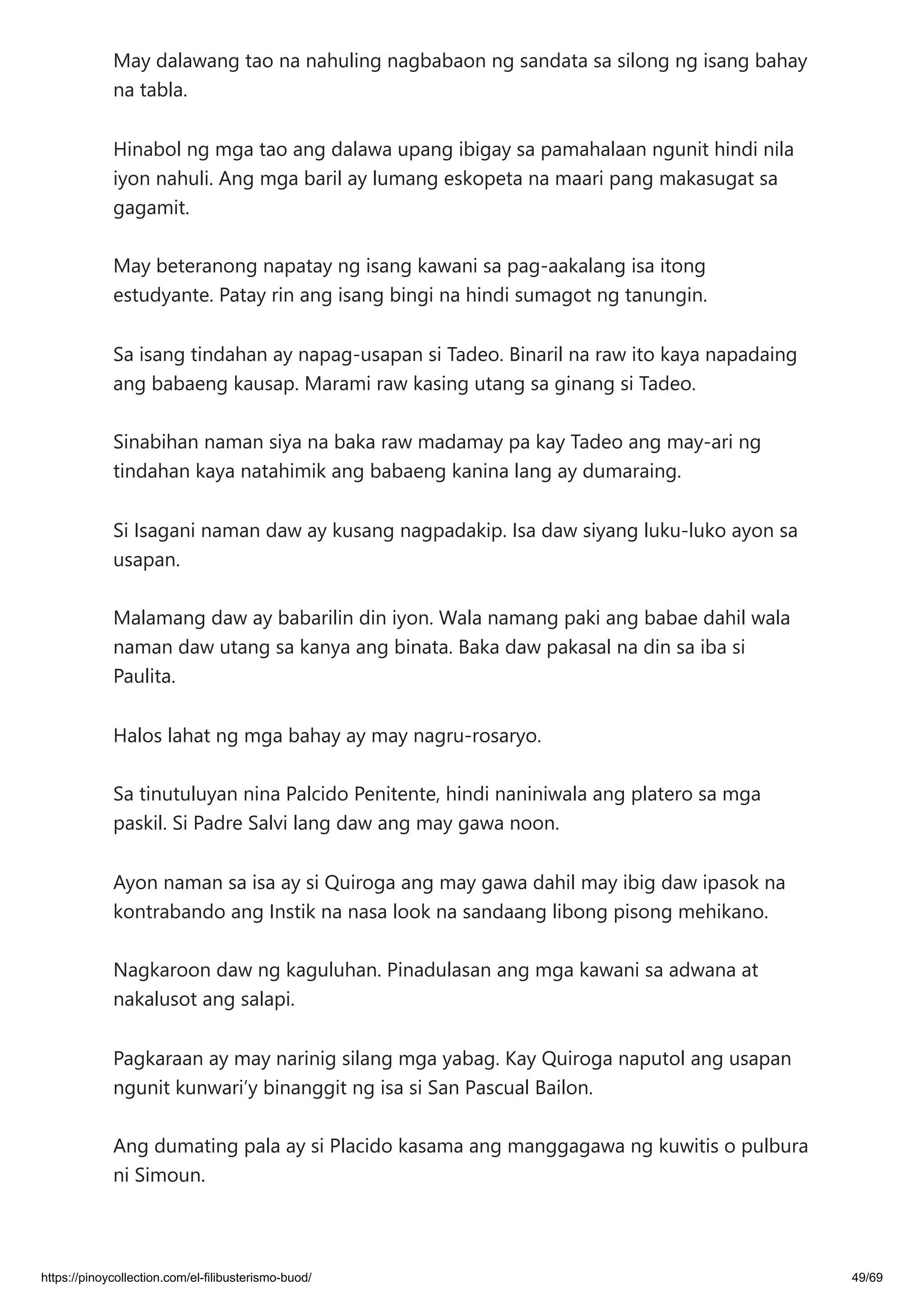 El Filibusterismo Buod Ng Bawat Kabanata 1-39 With Talasalitaan | PDF