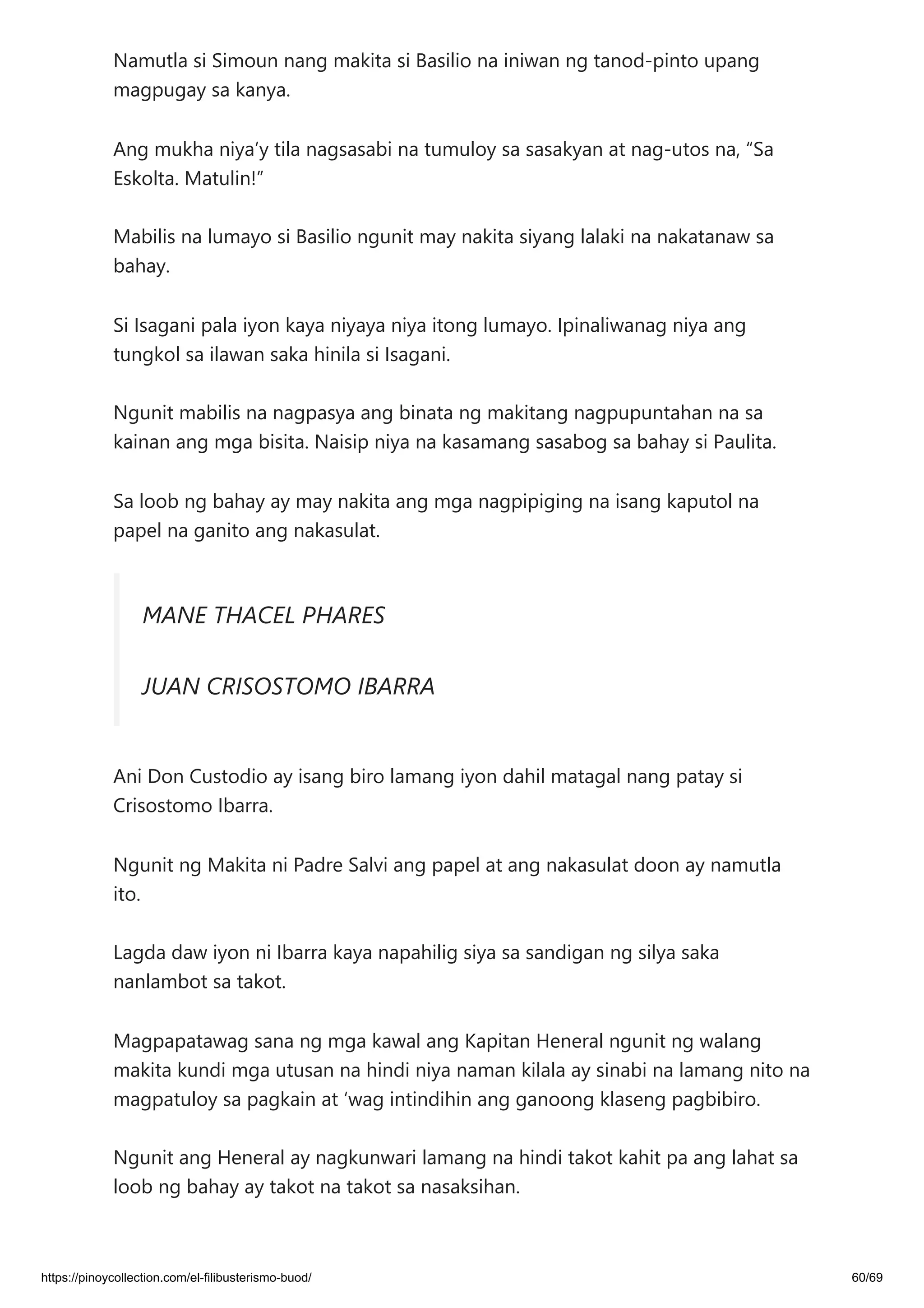 El Filibusterismo Buod Ng Bawat Kabanata 1-39 With Talasalitaan | PDF