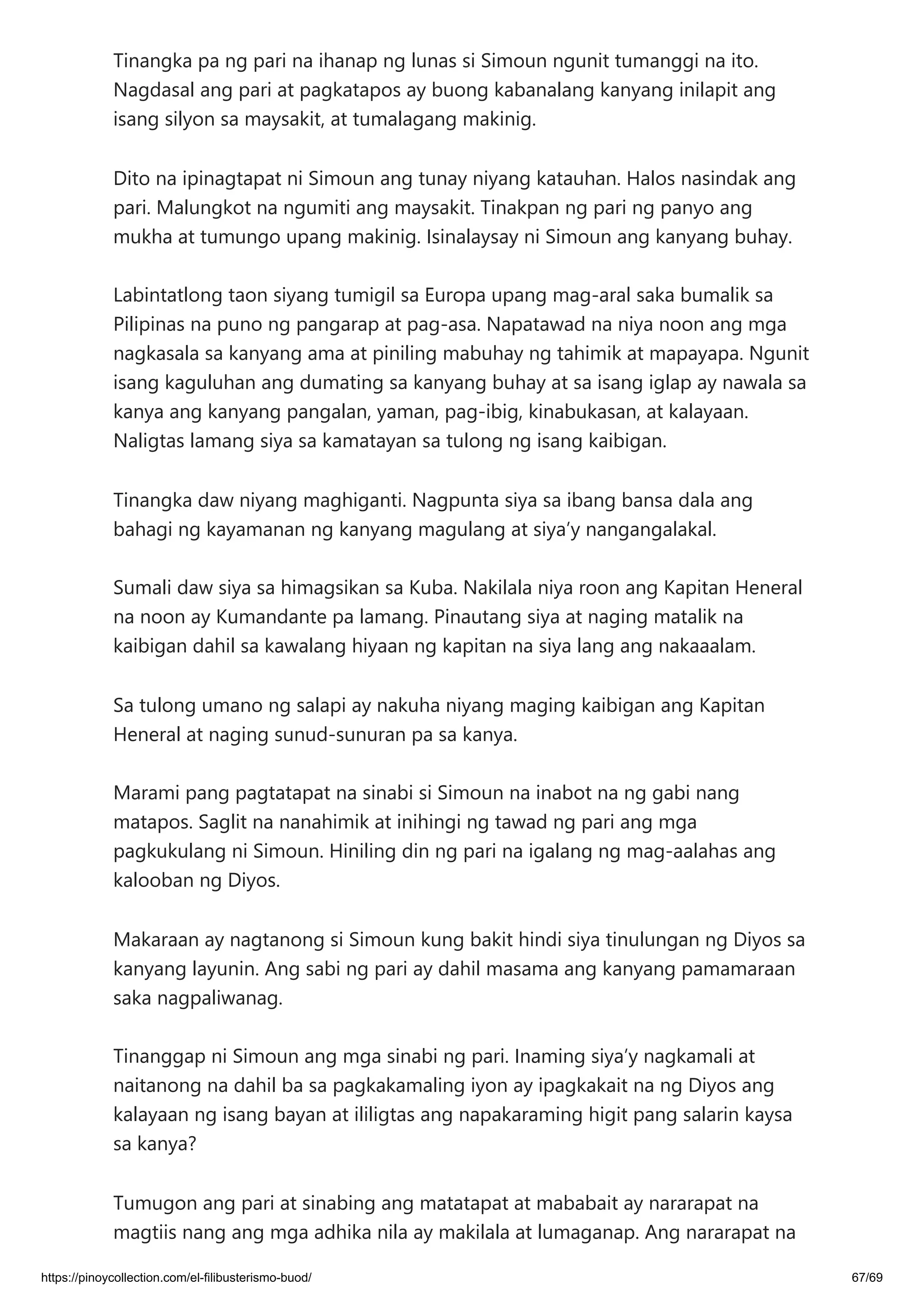 El Filibusterismo Buod Ng Bawat Kabanata 1-39 With Talasalitaan | PDF