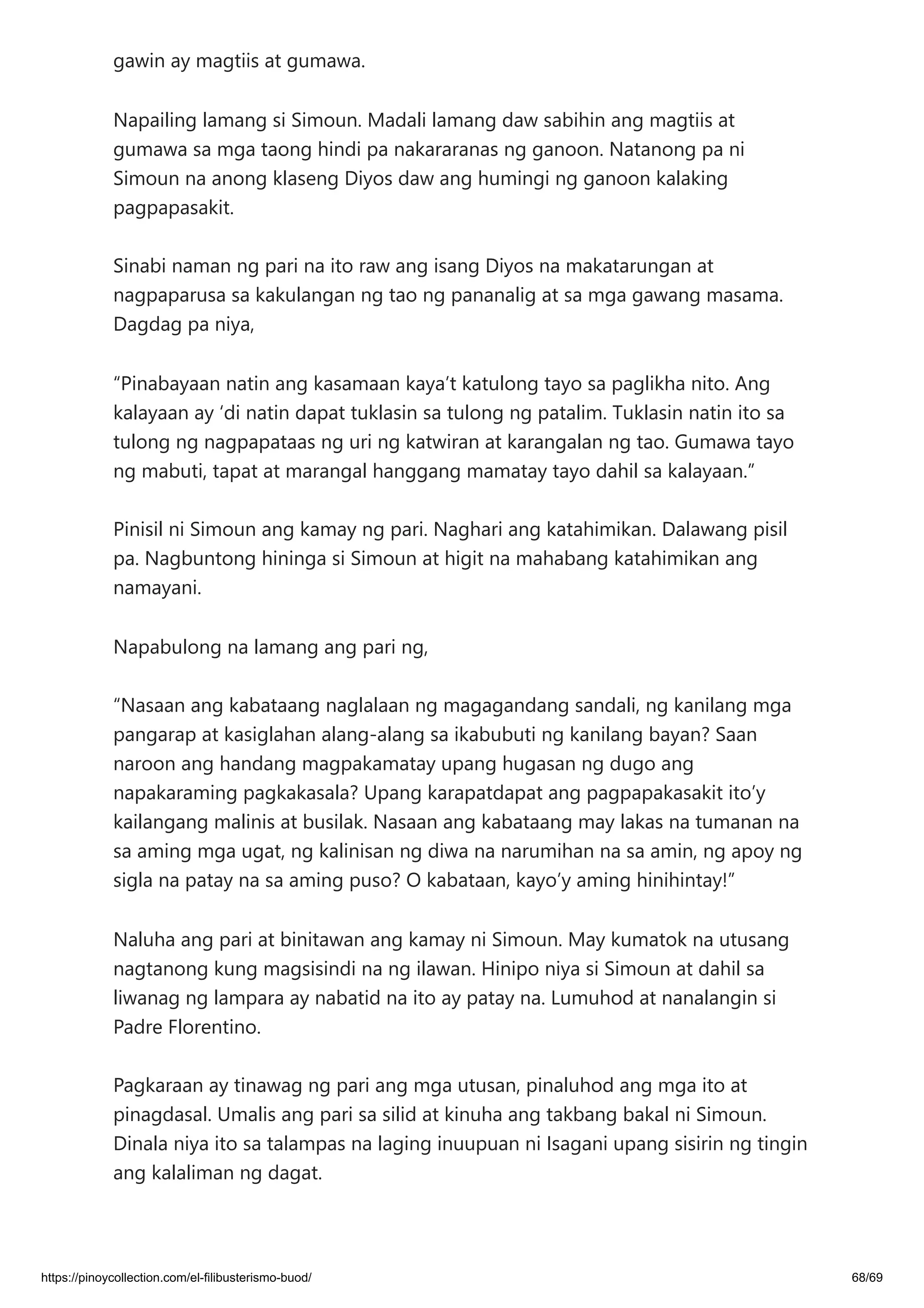 El Filibusterismo Buod Ng Bawat Kabanata 1-39 With Talasalitaan | PDF