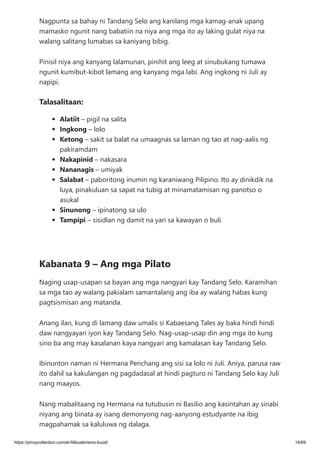 El Filibusterismo Buod Ng Bawat Kabanata 1-39 With Talasalitaan | PDF