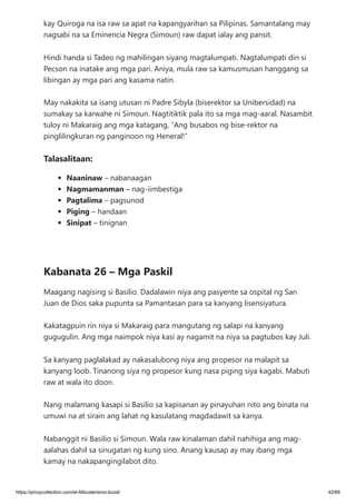 El Filibusterismo Buod Ng Bawat Kabanata 1-39 With Talasalitaan | PDF